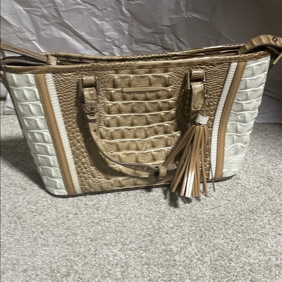 Brahmin | Bags | Brahmin Tan And Cream Mini Asher | Poshmark
